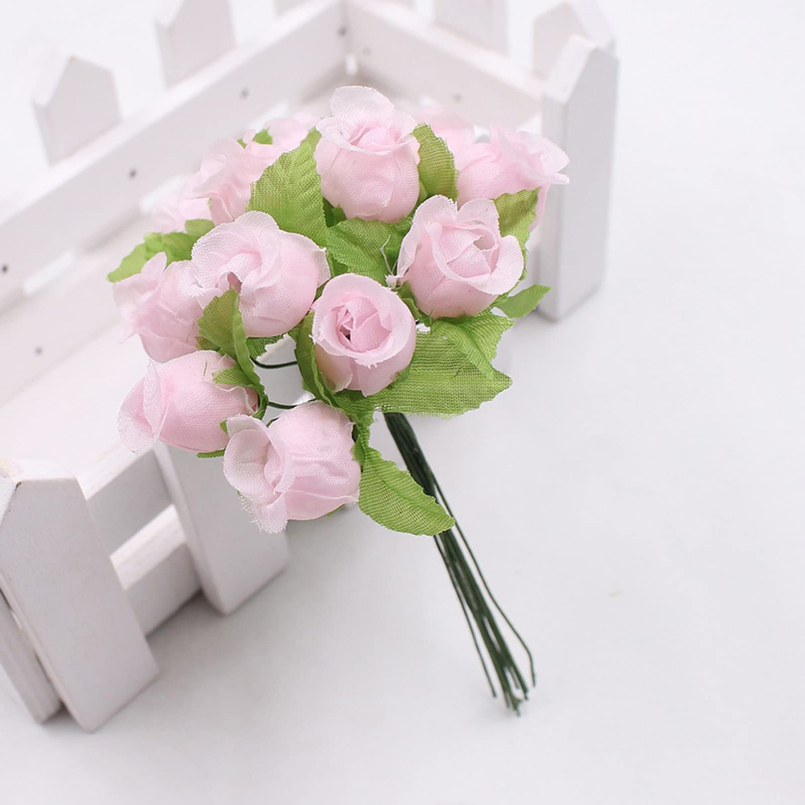 curfair Artificial Plant Fake Flower Exquisite 12Pcs/Bouquet Artificial Rose Anti-Droop Easy to Bend 18 Colors Artificial Rose Flowers for Household Artificial Rose Realistic -Silver