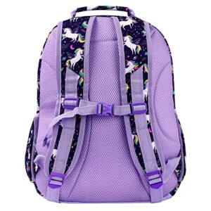 Choco Mocha Unicorn Backpack for Girls Backpack Elementary School Backpack Kids 17 inch Kindergarten Backpack for Girls 1st 2nd Grade Bookbag School Bag 6-8 5-7 with Chest Strap Purple