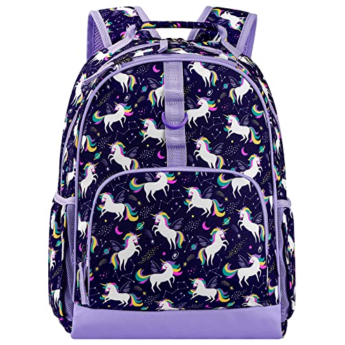 Choco Mocha Unicorn Backpack for Girls Backpack Elementary School Backpack Kids 17 inch Kindergarten Backpack for Girls 1st 2nd Grade Bookbag School Bag 6-8 5-7 with Chest Strap Purple