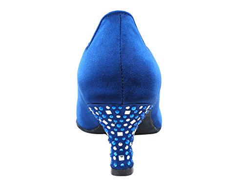 Very Fine Dancesport Shoes - Women Rhinestone Waltz, Tango, Ballroom Dance Shoes - SERA5501-2.5 inch Heel Close Toe (Blue Satin, Size 6)