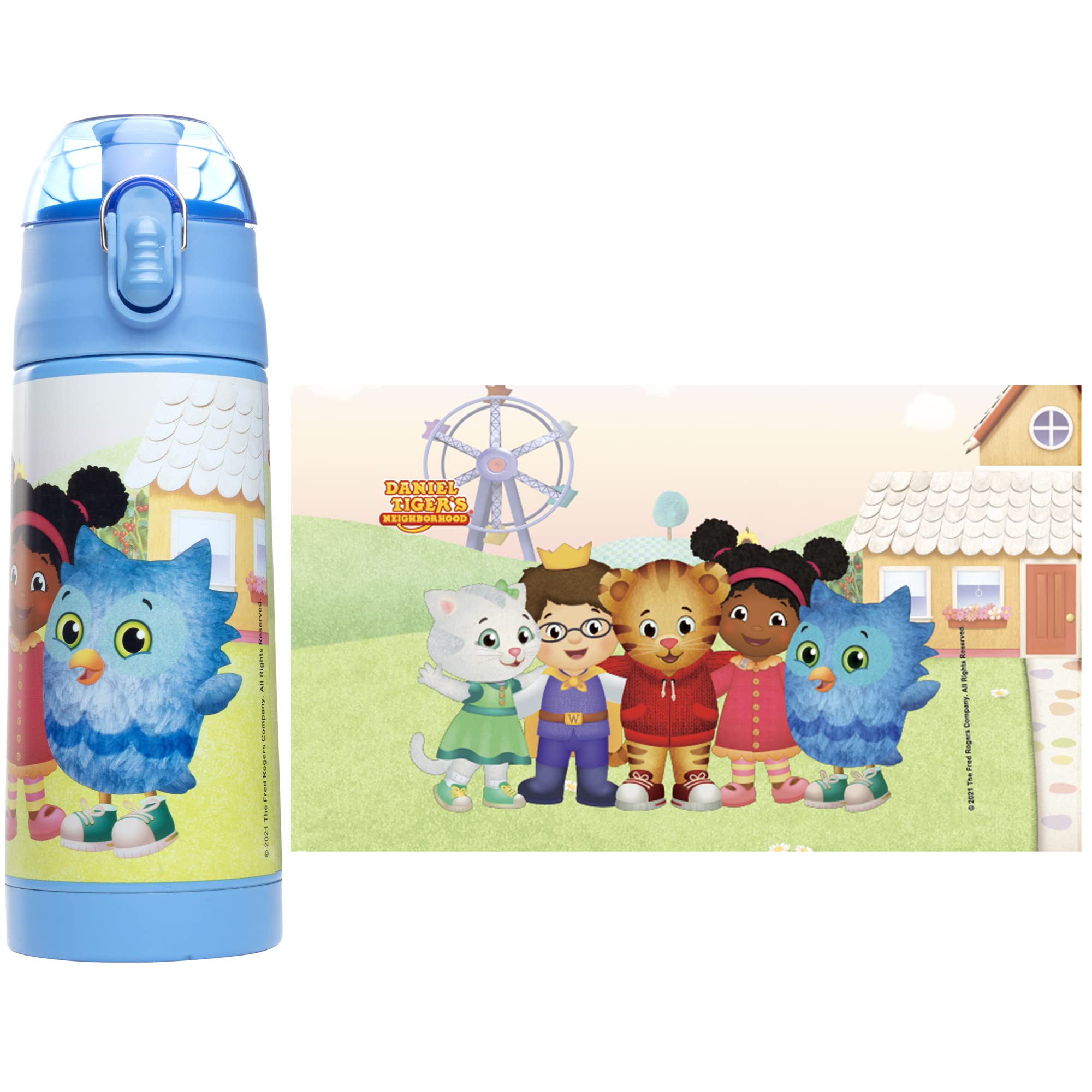 Daniel Tiger 13 oz Insulated Water Bottle with Latching Lid - Easy to Use for Kids - Reusable Spill Proof & BPA-Free, Keeps Drinks Cold for Hours, Fits in Lunch Boxes & Bags, Fun for Back to School