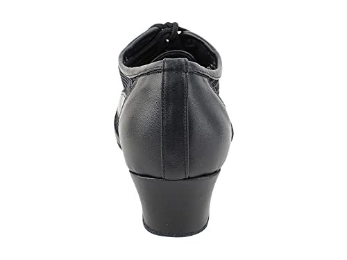 Very Fine Dancesport Shoes - Women's Latin, Salsa Ballroom Practice Dance Shoes - Classic 2009-1.5" Heel & Canvas Mesh Shoe Bag (Black Leather, Size 9)