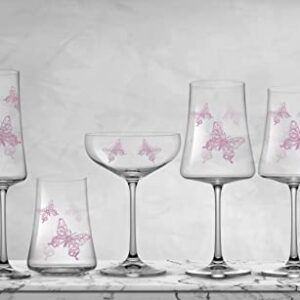 JoyJolt Meadow Butterfly Red Wine Glasses – Premium Red Wine Glasses Set of 2 – Exquisite Pink Butterfly Crystal Wine Glasses – 21oz Long Stem Unique Wine Glasses – Made in Europe