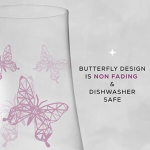 JoyJolt Meadow Butterfly Red Wine Glasses – Premium Red Wine Glasses Set of 2 – Exquisite Pink Butterfly Crystal Wine Glasses – 21oz Long Stem Unique Wine Glasses – Made in Europe