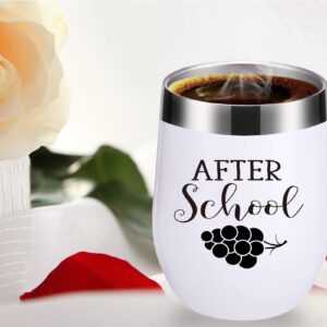 momocici Before School After School 11 oz Coffee Mug & 12 oz Wine Tumbler Set Gifts for Teachers.Teacher Gifts,New Teacher,Teacher Appreciation,Birthday,Thank You Gifts for Teachers(White)