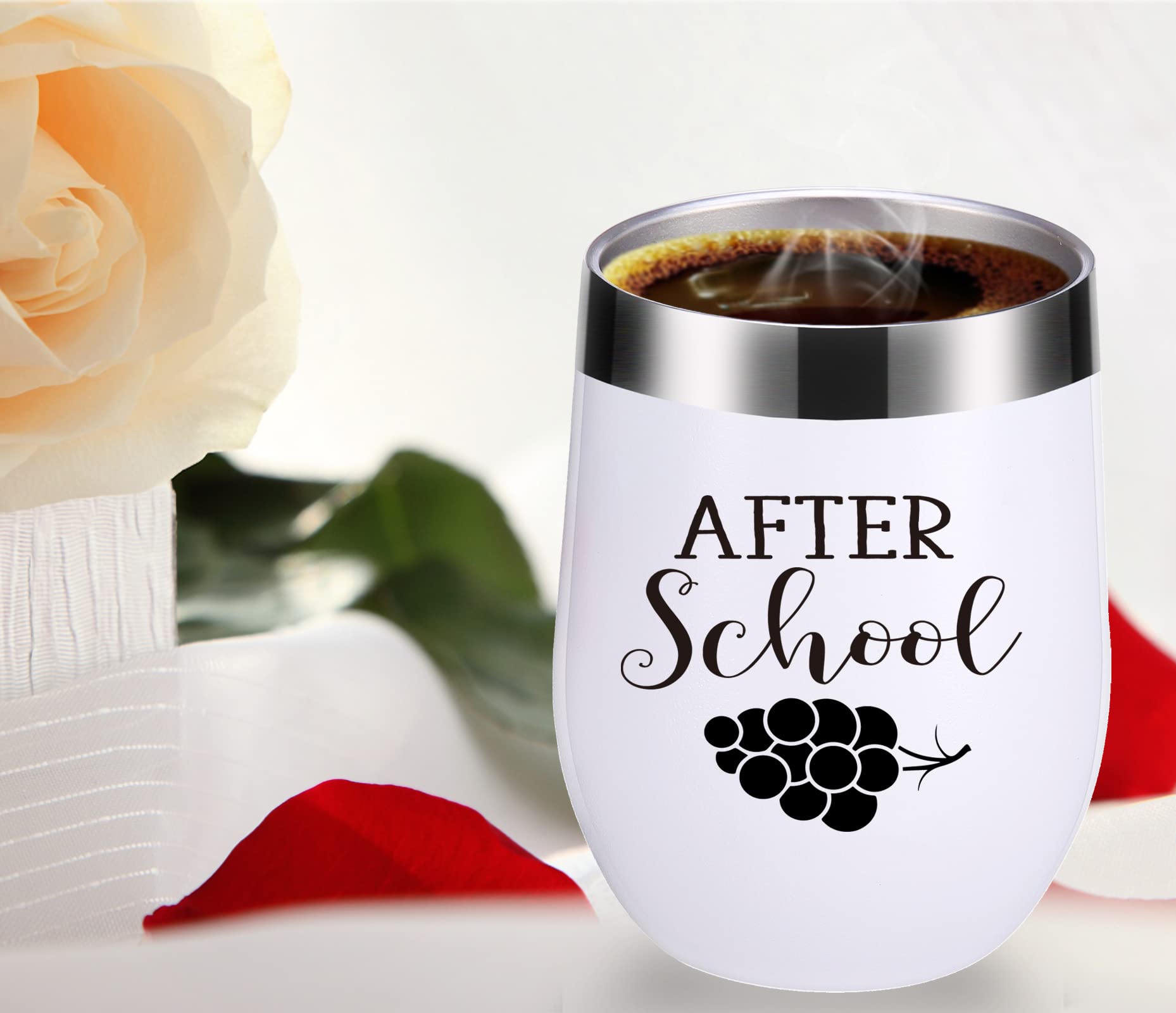 momocici Before School After School 11 oz Coffee Mug & 12 oz Wine Tumbler Set Gifts for Teachers.Teacher Gifts,New Teacher,Teacher Appreciation,Birthday,Thank You Gifts for Teachers(White)