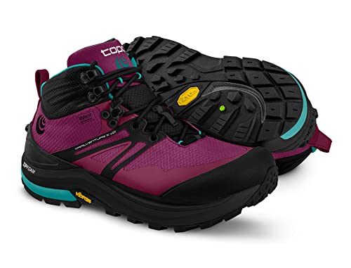 Topo Athletic Women's Trailventure 2 WP Comfortable 6MM Drop Trail Running Boots, Athletic Shoes for Trail Running, Raspberry/Black, Size 8