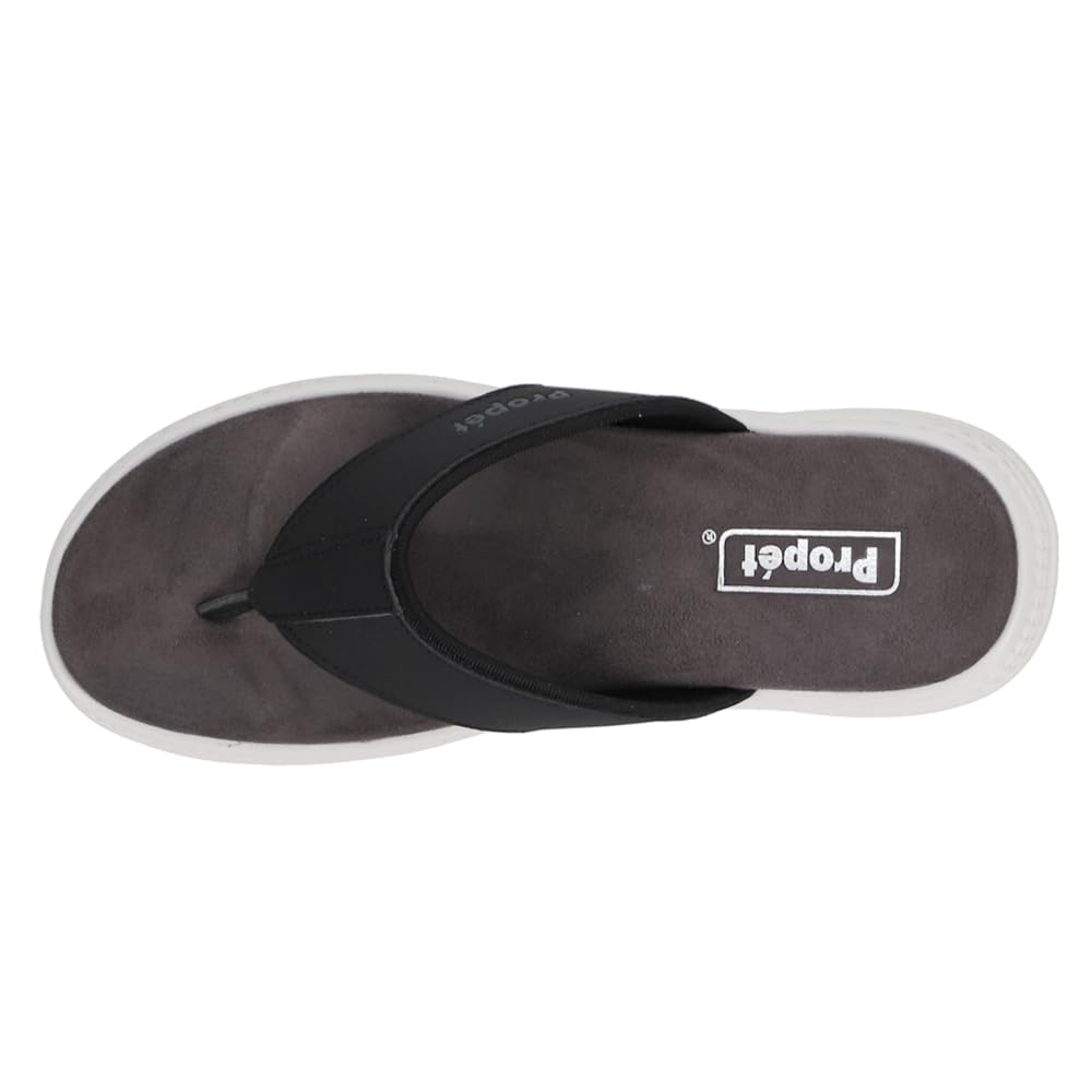 Propét Women's TravelActiv FT Thong Sandals, Black, 8 Narrow US