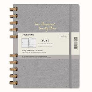 moleskine spiral 12 month 2023 solar year planner, hard cover, xxl (8.25" x 11.75"), smoke