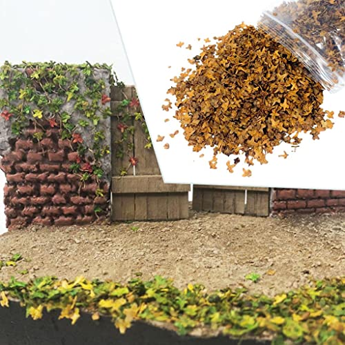 AMLESO 33ml Micro Landscape Leaves Model Scenery Grass Tufts Table Diorama Railway Scene Accessories Leaf for Fairy Garden Bonsai Ornaments, Brown