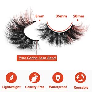 False Eyelashes Fluffy Mink Lashes Wispy Colored Lashes Red Strip Lashes Pack by Kiromiro (Red)