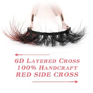 False Eyelashes Fluffy Mink Lashes Wispy Colored Lashes Red Strip Lashes Pack by Kiromiro (Red)