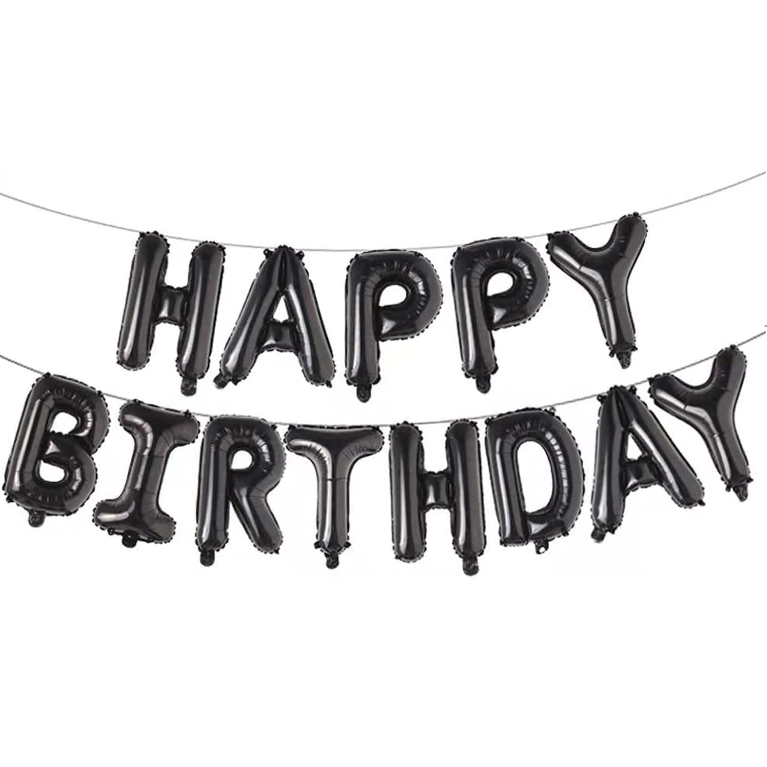 Happy Birthday Balloon Banner Party 16 Inch 3D Aluminum Foil Inflatable Letter kit set Banner Balloons Birthday Party Decorations Supplies Party (Black)