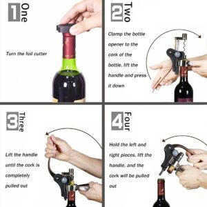 Wine Bottle Opener Corkscrew Set, LOVUMMOR Wine Opener Kit, Corkscrews Wine Opener Set, Screwpull Levers with Foil Cutter, Extra Spiral, Bottle Stopper, Drip Ring, Wine Stopper/Wine Pourer