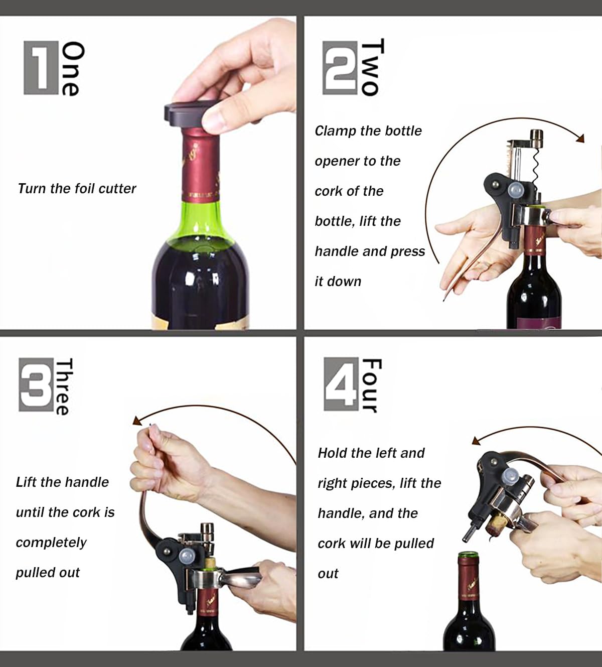 Wine Bottle Opener Corkscrew Set, LOVUMMOR Wine Opener Kit, Corkscrews Wine Opener Set, Screwpull Levers with Foil Cutter, Extra Spiral, Bottle Stopper, Drip Ring, Wine Stopper/Wine Pourer