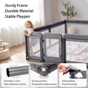 Baby Playpen,Large Playpen for Babies and Toddlers,Baby Play Pen Play Yard with Door,Baby Gate Playpen,Baby Fence Play Area(Grey)