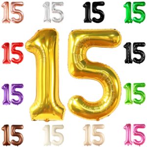 katchon, giant gold number 15 balloons - 40 inch | 15 balloons number gold, 15th birthday decorations for boys | 15 gold balloon number | gold 15 balloon numbers, 15 birthday decorations for girls