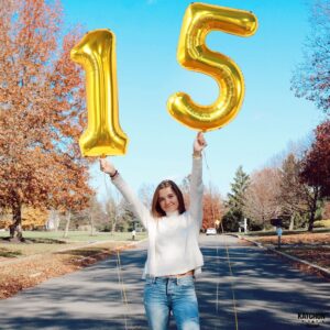 KatchOn, Giant Gold Number 15 Balloons - 40 Inch | 15 Balloons Number Gold, 15th Birthday Decorations for Boys | 15 Gold Balloon Number | Gold 15 Balloon Numbers, 15 Birthday Decorations for Girls