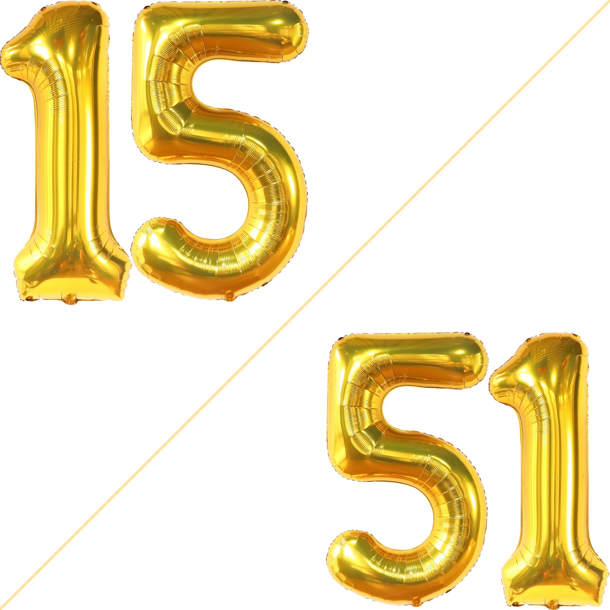 KatchOn, Giant Gold Number 15 Balloons - 40 Inch | 15 Balloons Number Gold, 15th Birthday Decorations for Boys | 15 Gold Balloon Number | Gold 15 Balloon Numbers, 15 Birthday Decorations for Girls