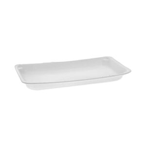 pactiv evergreen supermarket tray, 10p, 10.75 x 5.5 x 1.2, white, foam, 400/carton