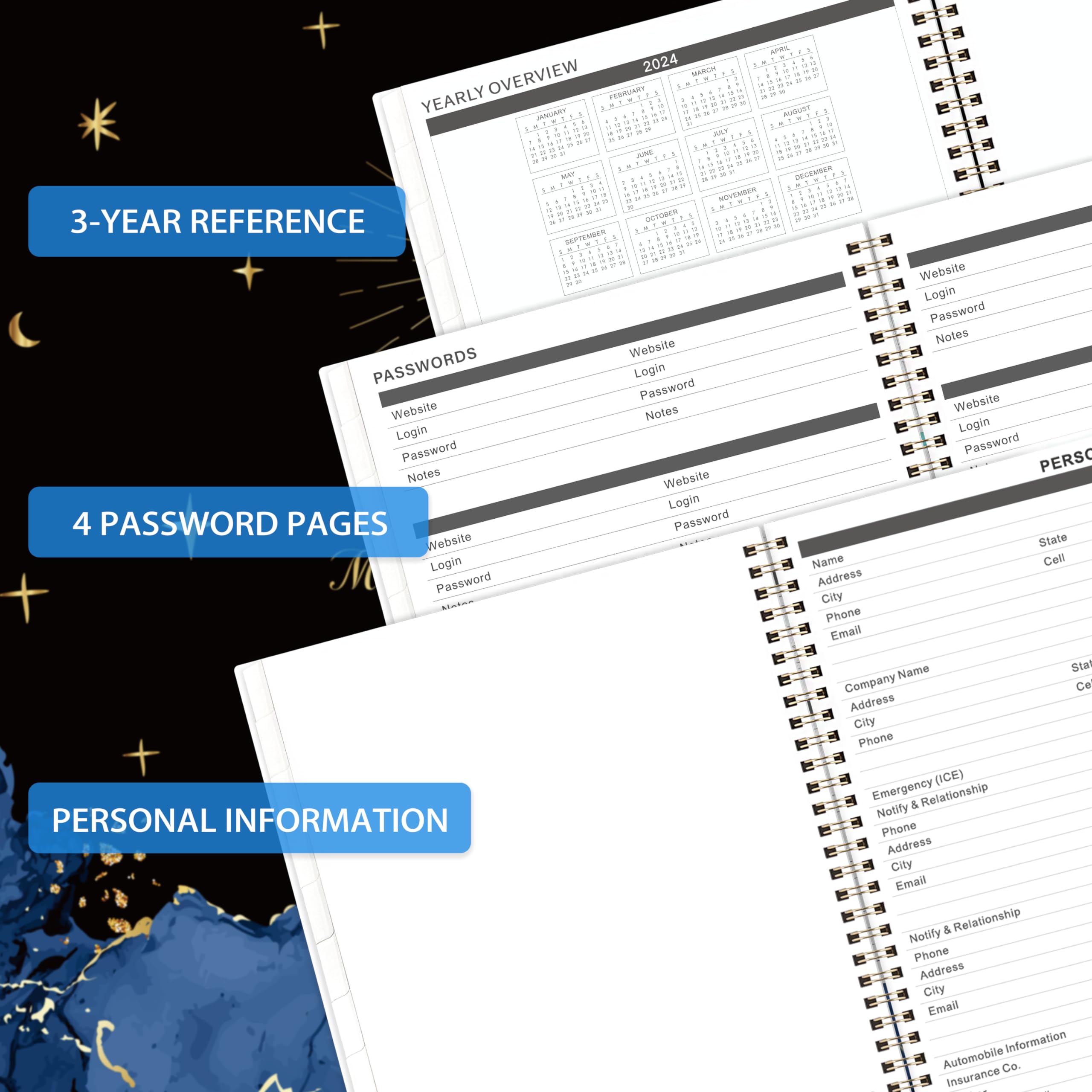 2024-2025 Monthly Planner/Calendar - 2 Years Monthly Planner 2024-2025, 9" x 11", Jan 2024 - Dec 2025, 2024 Planner with 24 Month Tabs, Twin-Wire Binding, Two-Side Pocket, Inspirational Quotes + Notes