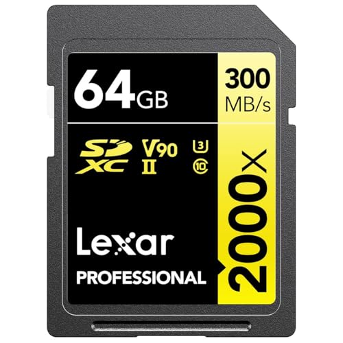 Lexar Professional 2000x 64GB SDXC UHS-II Memory Card, 300MB/s Read, 260MB/s Write, 2-Pack