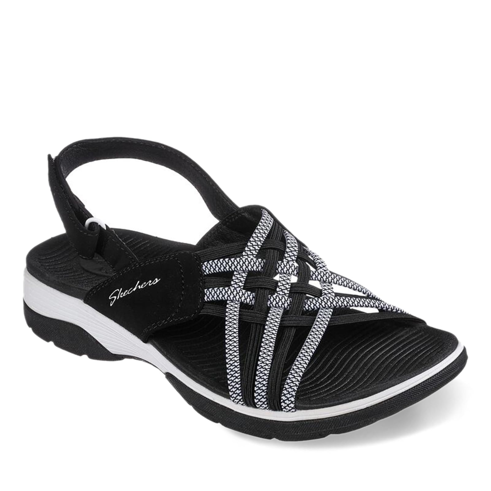 Skechers Women's ARCHFIT Reggae Sport-Hometown Sandal, Black/White, 8