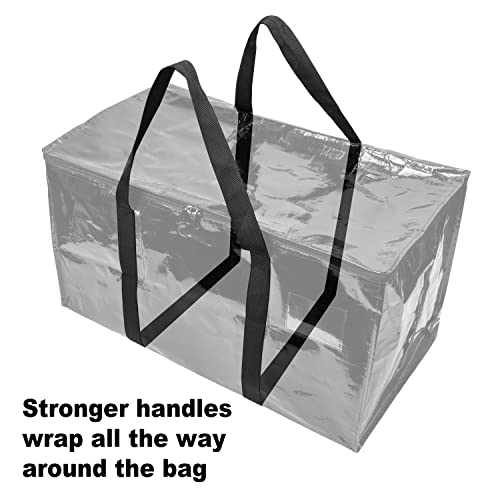 BAG-THAT! 10 Black Moving Bags Extra Large Heavy Duty Storage Bags Zippered Top Handles Wrap Bag Totes For Storage Packing Bags Moving Supplies Packing Supplies for Moving Moving Boxes Plastic Tote