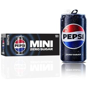 pepsi zero sugar soda, 7.5 ounce mini cans, (10 pack) (packaging may vary)