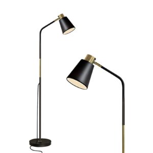 floor lamp, industrial floor lamp height adjustable 360°rotation lampshade modern standing lamp, floor lamps for living room, office, bedroom reading, work etc (black)