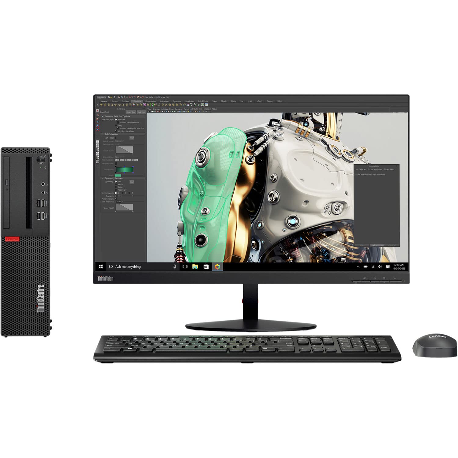 Lenovo ThinkCentre M910S Small Form Factor Desktop Computer - Intel i5-7500 Upto 3.8GHz, 16GB Ram, 512GB SSD, AC Wi-Fi, Bluetooth, VGA, DisplayPort, HDMI, DVD-RW, SD-Card Reader - Windows 10 Pro