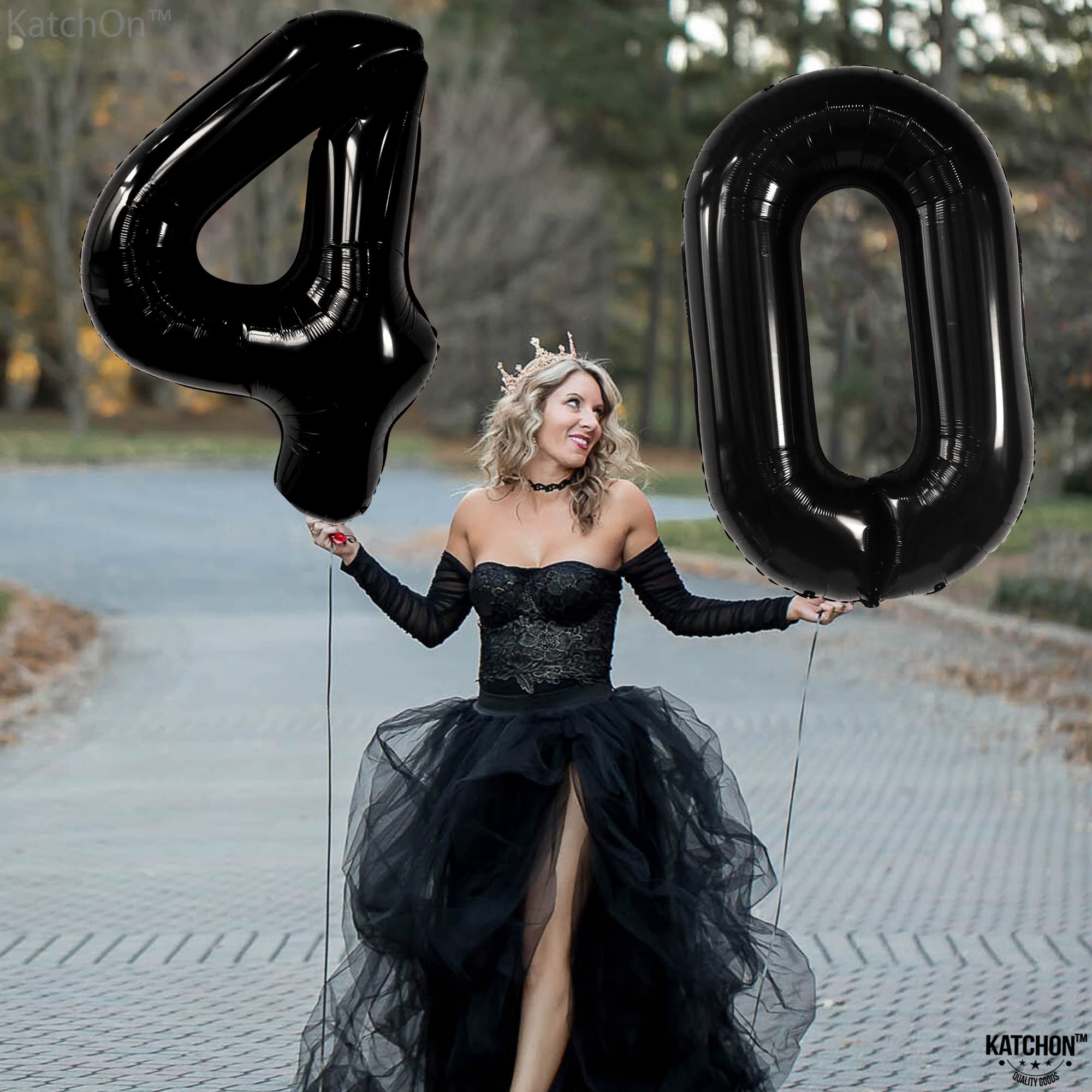 KatchOn, Giant Black 40 Balloon Numbers - 40 Inch | Black 40th Birthday Decorations for Men | Happy 40th Balloons for 40th Birthday Decorations Women | 40th Birthday Balloons, 40th Birthday Banner