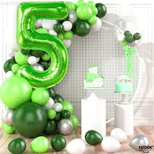 KatchOn, Light Green 5 Balloon Numbers - 40 Inch | Big, Number Green 5 Balloons for 5th Birthday Decorations for Boys | 5th Birthday Balloons for Green Birthday Decorations, Dinosaur Party Decorations