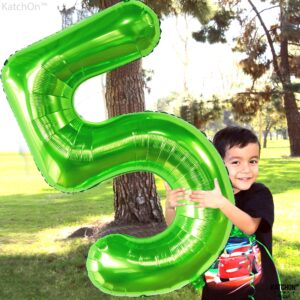 KatchOn, Light Green 5 Balloon Numbers - 40 Inch | Big, Number Green 5 Balloons for 5th Birthday Decorations for Boys | 5th Birthday Balloons for Green Birthday Decorations, Dinosaur Party Decorations