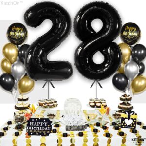 KatchOn, Black 28 Balloon Number - 40 Inch | Black 28 Birthday Balloons, 28th Birthday Decorations for Men, Women | 28 Balloons for Birthday | 28 Birthday Decorations for Women, 28th Birthday Balloons