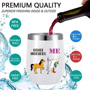 Patelai Others Mothers Me Unicorn Wine Tumbler, Funny Birthday Mother's Day Gift for Your Mother from Daughter Son, 12 Ounce Funny Coffee Mug with Straw Brush and Gift Box