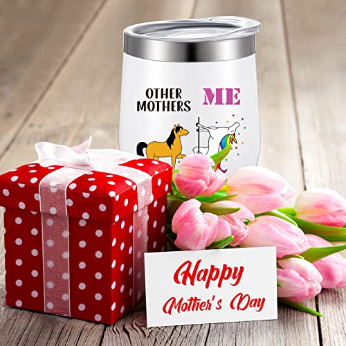 Patelai Others Mothers Me Unicorn Wine Tumbler, Funny Birthday Mother's Day Gift for Your Mother from Daughter Son, 12 Ounce Funny Coffee Mug with Straw Brush and Gift Box