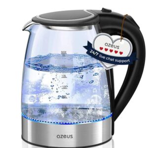 AZEUS Electric Kettle 1500W Cool Touch Tea Kettle Anti-scalding Design 1.8L Large Capacity Kettle BPA-Free, White