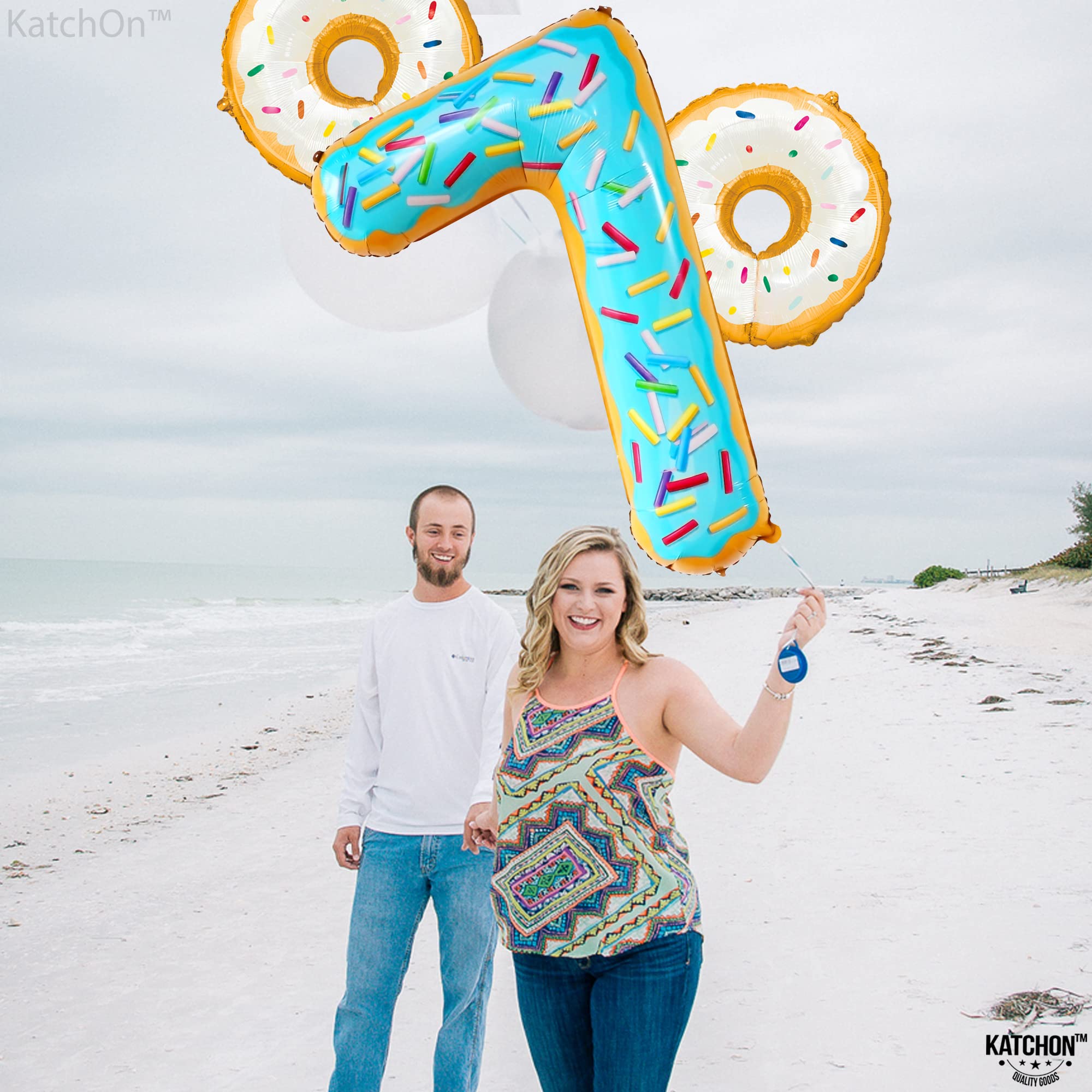 KatchOn, Giant Donut Number 7 Balloon - 40 Inch | 7 Birthday Balloon for Donut Party Decorations | 7 Balloon Number | Donut Balloons for Birthday Party | Seven Balloon for Donut Birthday Decorations