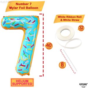 KatchOn, Giant Donut Number 7 Balloon - 40 Inch | 7 Birthday Balloon for Donut Party Decorations | 7 Balloon Number | Donut Balloons for Birthday Party | Seven Balloon for Donut Birthday Decorations