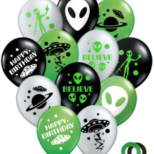 Gypsy Jade's Alien Party Balloons - 30 Green, Black and Gray UFO Outer Space Aliens Decorations