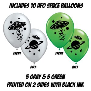 Gypsy Jade's Alien Party Balloons - 30 Green, Black and Gray UFO Outer Space Aliens Decorations