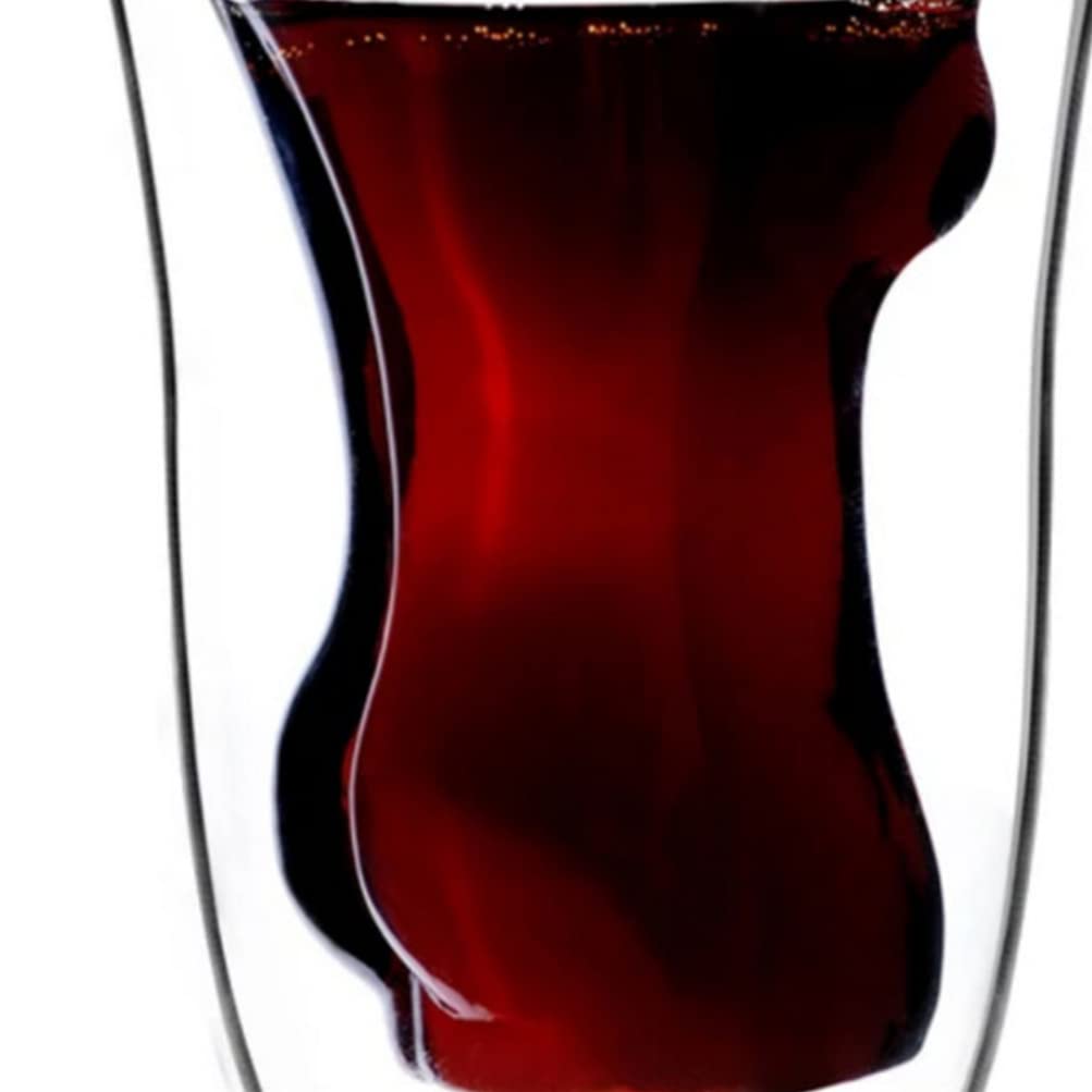 ULTNICE Glass Tumblers Women Body Shaped Shot Glass Double Layer Heat Resistance Glass Whiskey Cup Coffee Tea Mug for Vodka Whiskey Champagne Wine Beer Party Martini Tumbler