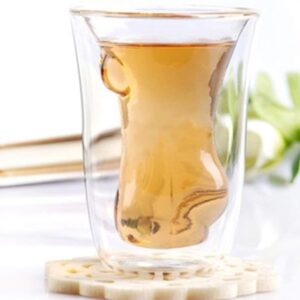 ULTNICE Glass Tumblers Women Body Shaped Shot Glass Double Layer Heat Resistance Glass Whiskey Cup Coffee Tea Mug for Vodka Whiskey Champagne Wine Beer Party Martini Tumbler