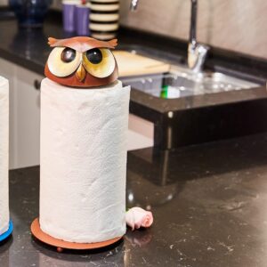 Aayla Paper Towel Holder - Metal Unique Owl Paper Towel Roll Stand for Counter Top of Kitchen Home Dining Bathroom, Adorable Gifts for Cat Dog Pet Lovers (Owl)