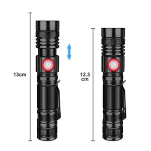 DARKBEAM LED Flashlight Rechargeable USB 2000 High Lumens, Small and Bright Pocket Flashlights, Focus Adjustable Water Resistant Handheld Flash Light for Camping, Outdoor, Emergency