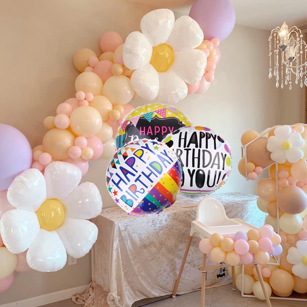 50 Pieces Happy Birthday Party Aluminum Foil Balloons 18" Foil Mylar Helium Balloon Round Inflatable Balloons for Birthday Parties Baby Shower Decorations Supplies