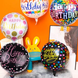 50 Pieces Happy Birthday Party Aluminum Foil Balloons 18" Foil Mylar Helium Balloon Round Inflatable Balloons for Birthday Parties Baby Shower Decorations Supplies