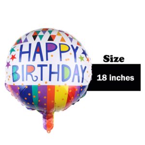 50 Pieces Happy Birthday Party Aluminum Foil Balloons 18" Foil Mylar Helium Balloon Round Inflatable Balloons for Birthday Parties Baby Shower Decorations Supplies