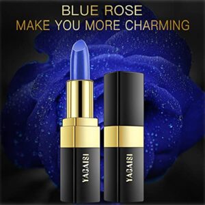 MEICOLY Blue Shimmer Lipstick, Magic Color Changing Lipstick,Tinted Lip Balm(Blue Changed into Pink Lipstick) Labial Magico Lips Moisturizer Lazy Lipstick For Women, Blue